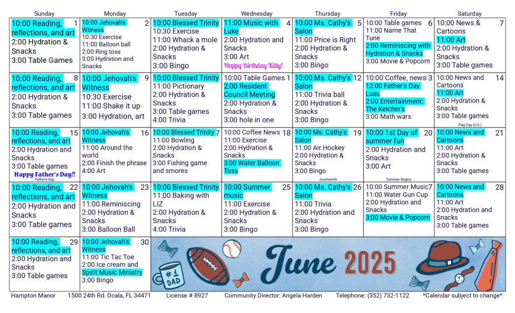 24th Road June 2025 Activities Calendar - Hamptonmanor