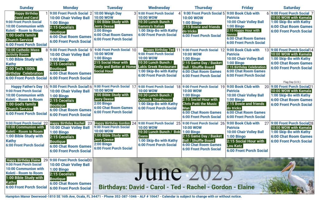 Deerwood June 2025 Activity Calendar - Hamptonmanor